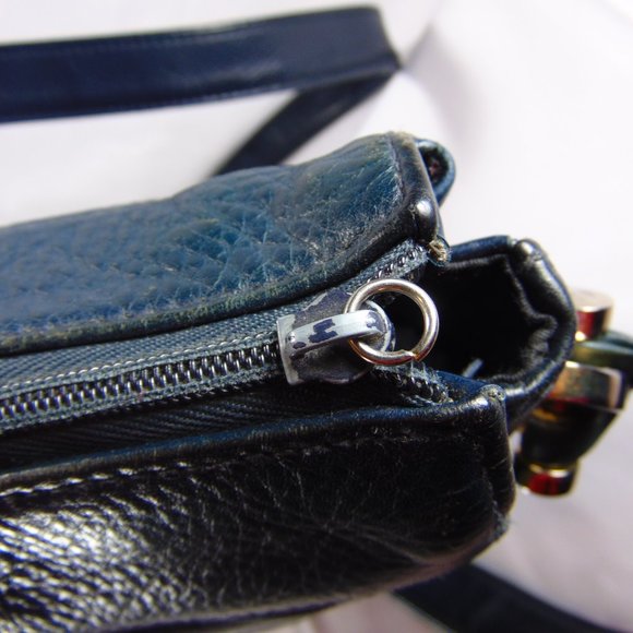 Laura Scott | Bags | Laura Scott Navy Blue Leather Crossbody Bag | Poshmark